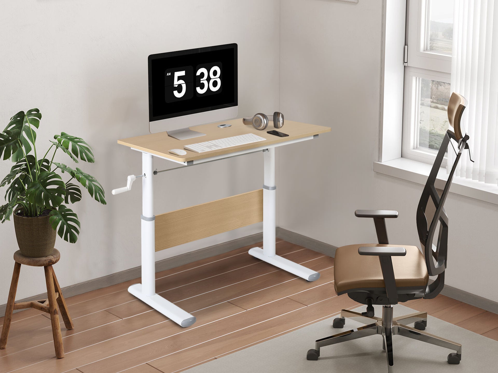 Lucas 80cm Manual Standing Desk - Maple + White – LivingTopia
