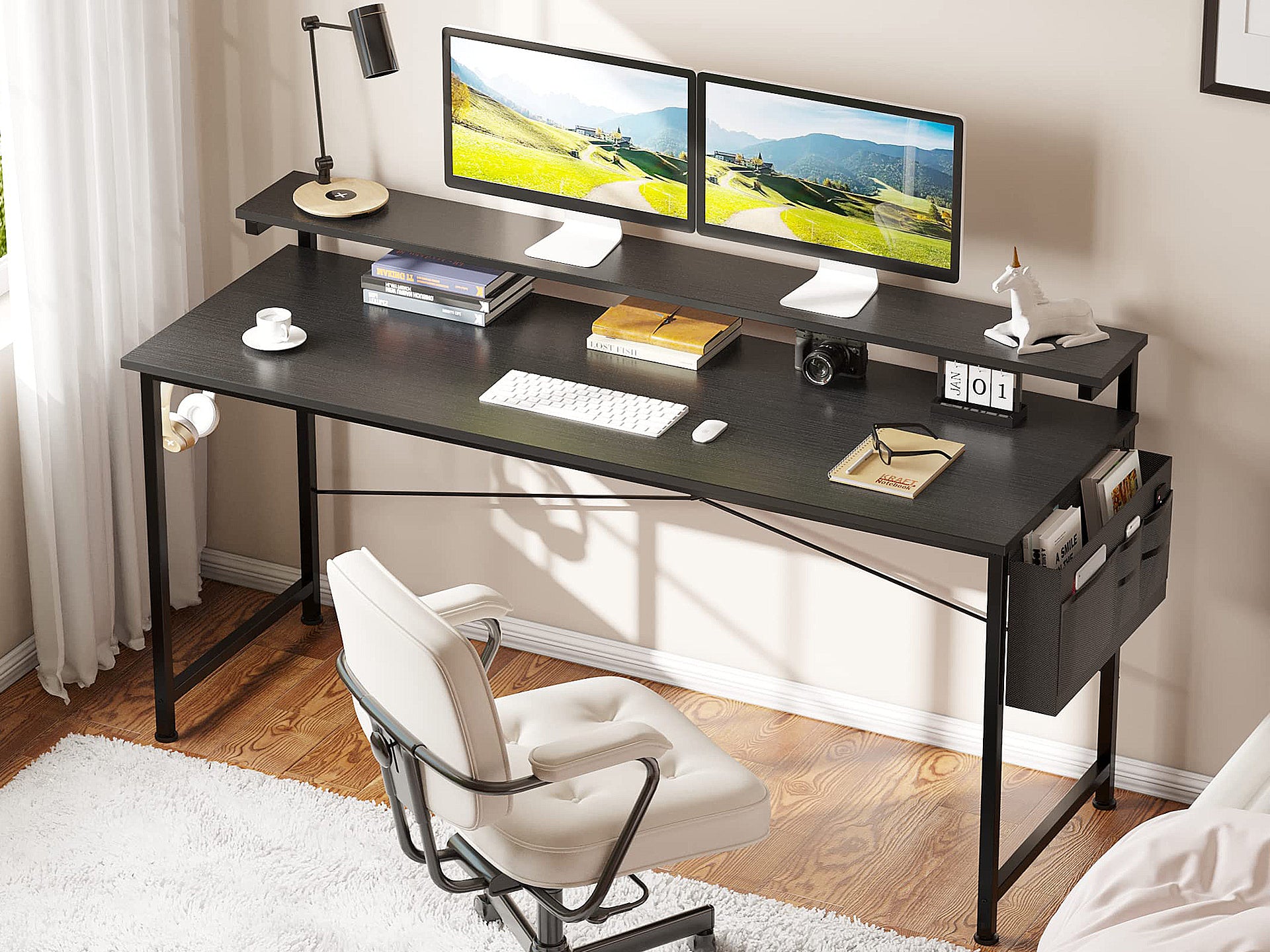 Jacob 140cm Computer Desk with Adjustable Monitor Stand - Black ...