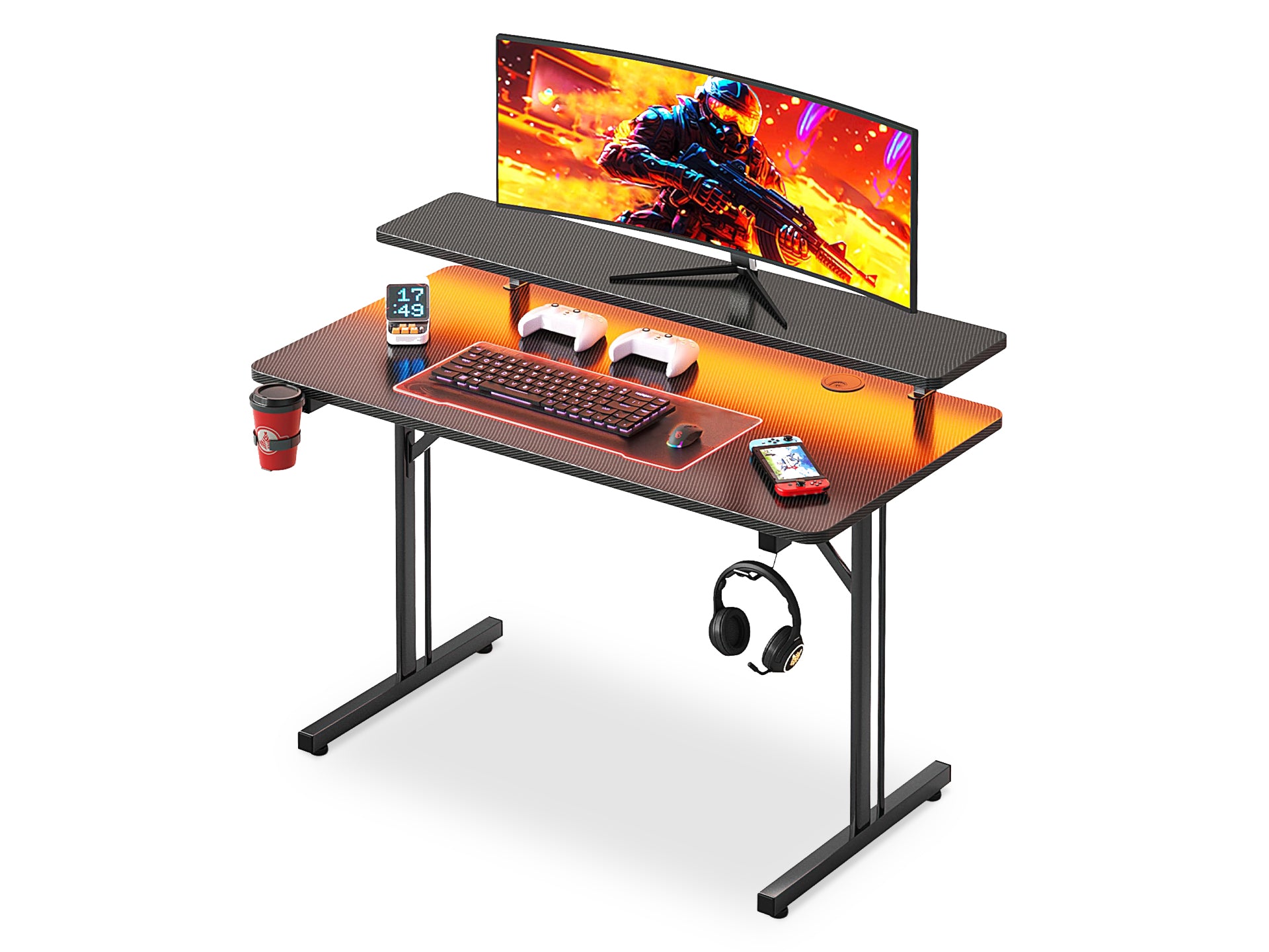 Tucker 80cm LED Gaming Desk - Carbon Black – LivingTopia