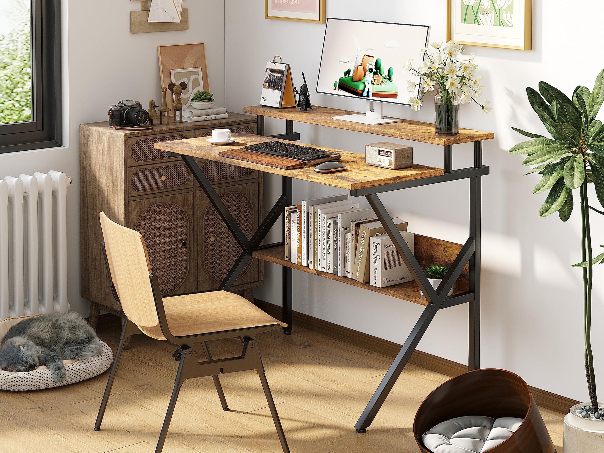 Michael 70cm Computer Desk Study Table - Rustic Brown – LivingTopia