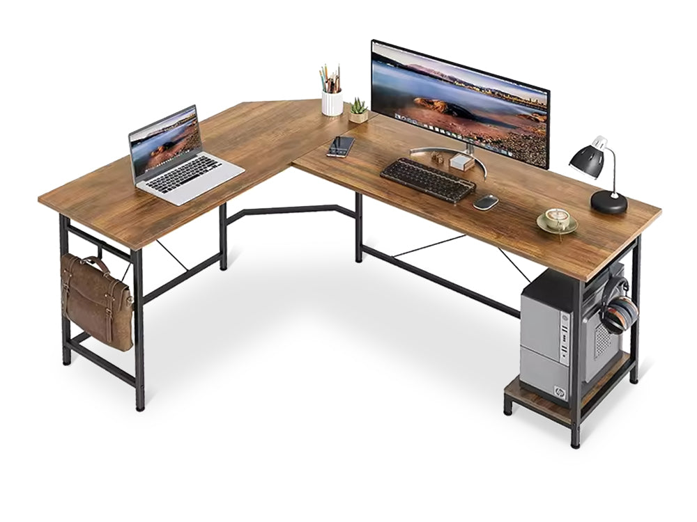 Niko Computer Corner Desk - Rustic Brown – LivingTopia